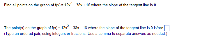 Solved Find all points on the graph of f(x)=12x2−38x+16 | Chegg.com