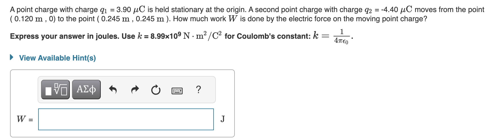 Solved A point charge with charge q1=3.90μC is held | Chegg.com