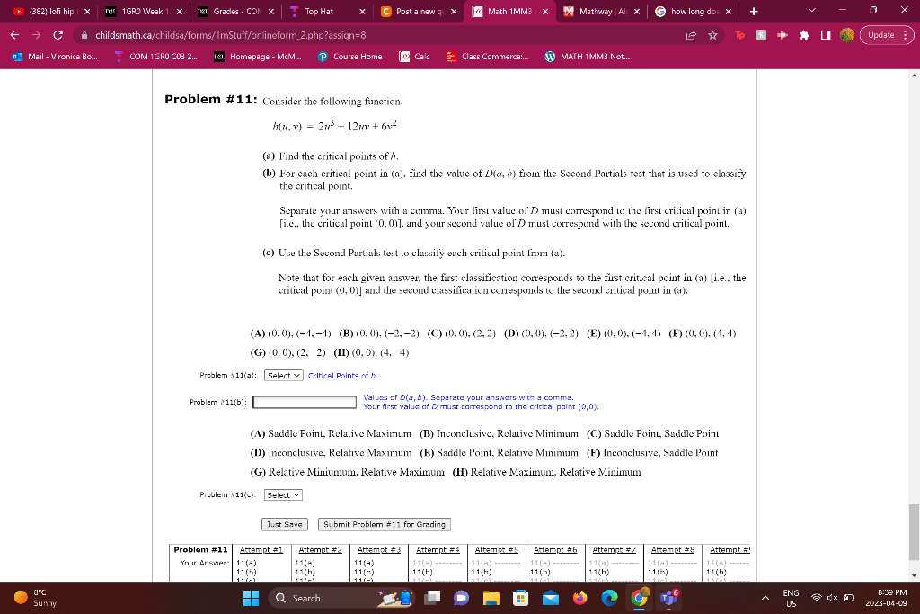 Solved Problem \#11: Consider the following function. | Chegg.com