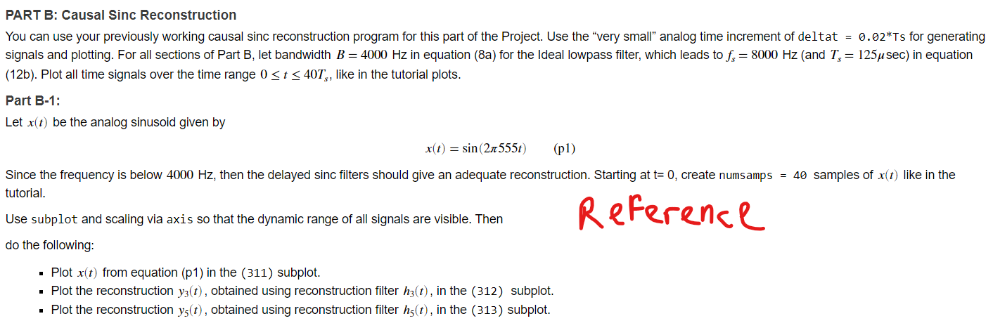 Solved PART C: Aliasing in Sinc Reconstruction This part of | Chegg.com