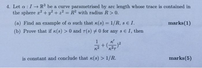 Solved Let alpha: I rightarrow R^3 be a curve parametrised | Chegg.com