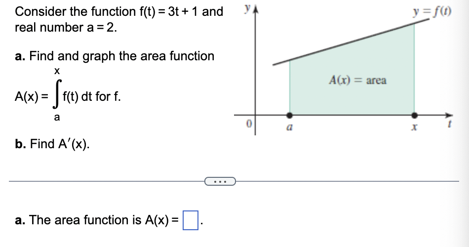 Solved Consider the function f(t)=3t+1 and real number a=2. | Chegg.com