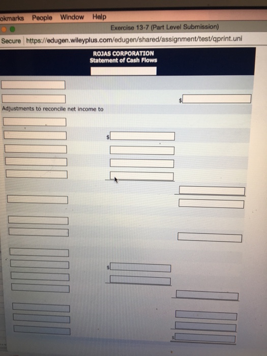 Solved Exercise 13-7 (Part Level Submission) Rojas | Chegg.com