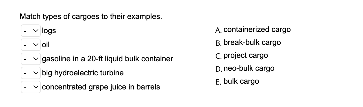 Solved Match the different measures of vessel capacity to | Chegg.com