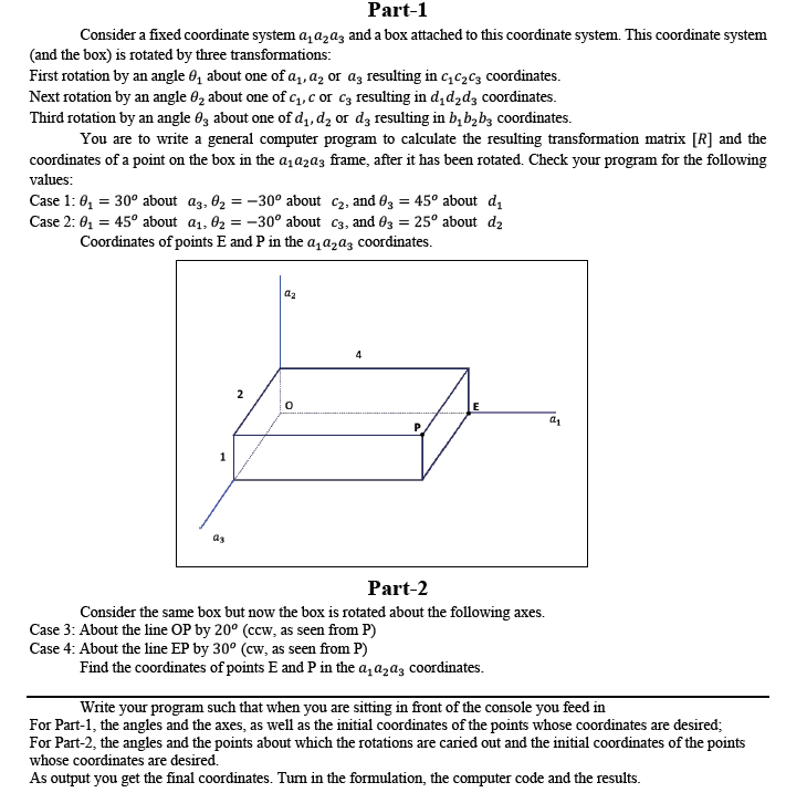 Part-1 Consider a fixed coordinate system ajazaz and | Chegg.com