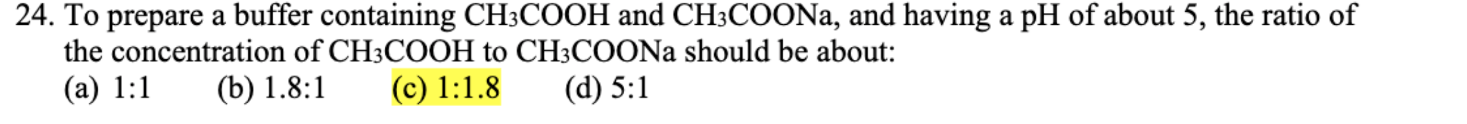 Solved 24. To prepare a buffer containing CH3COOH and | Chegg.com