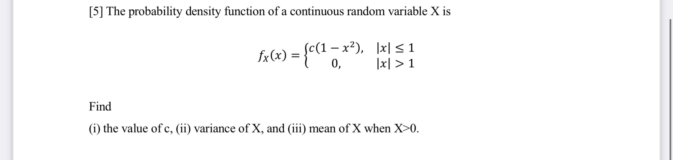 Solved [5] The probability density function of a continuous | Chegg.com