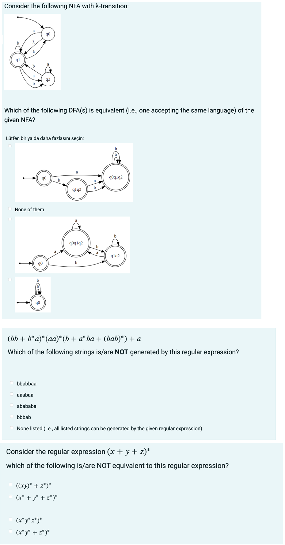 Solved Consider the following NFA with λ-transition: Which | Chegg.com