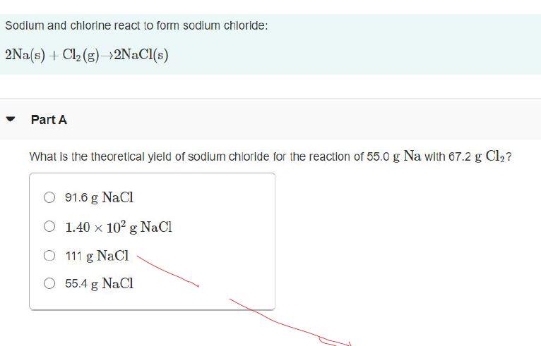 Solved Sodium and chlorine react to form sodium chloride: | Chegg.com