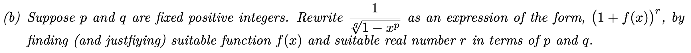 Solved (b) Suppose p and q are fixed positive integers. | Chegg.com