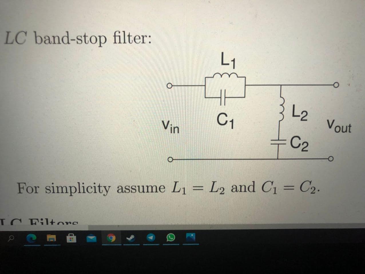 Solved We were asked to analyze the following LC filter. | Chegg.com