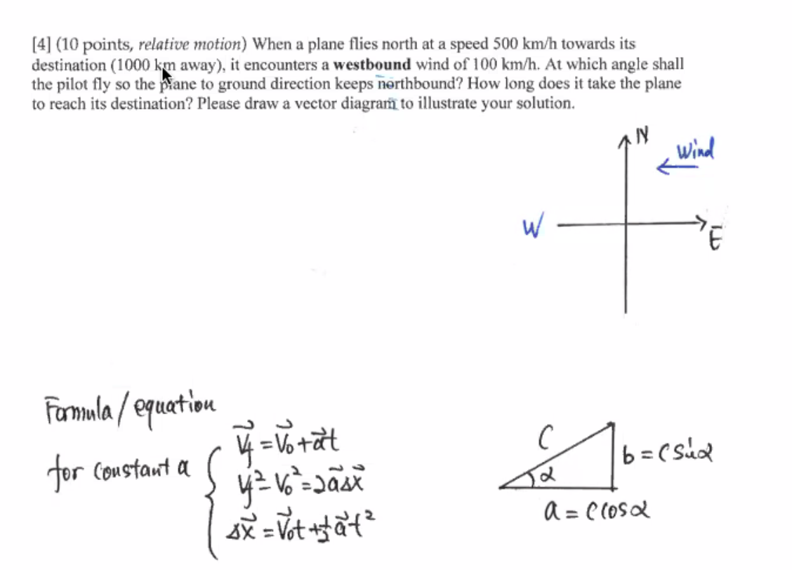 Solved [4] (10 points, relative motion) When a plane flies | Chegg.com