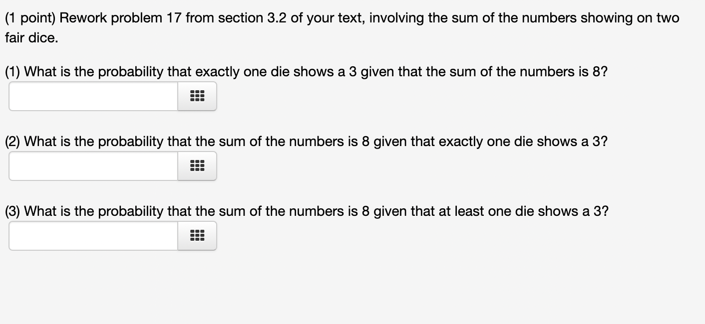 Solved (1 point) Rework problem 17 from section 3.2 of your | Chegg.com