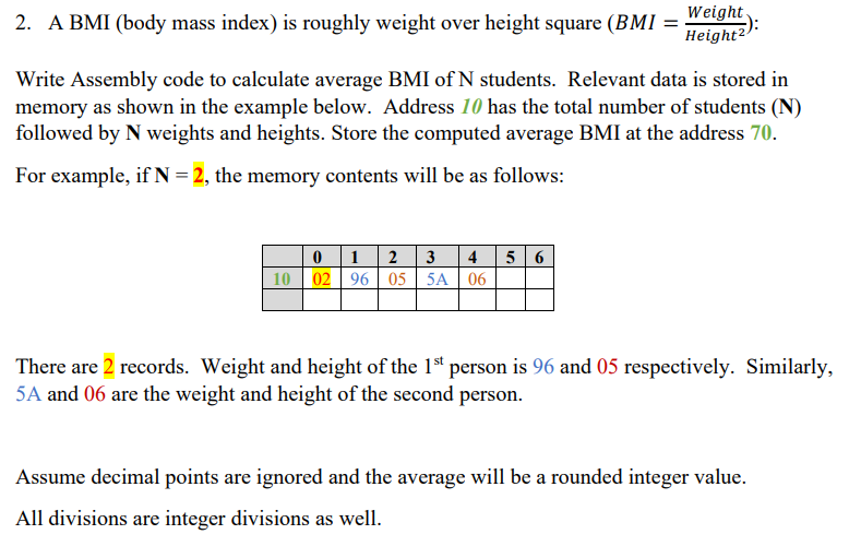 Solved 2. A BMI (body mass index) is roughly weight over | Chegg.com