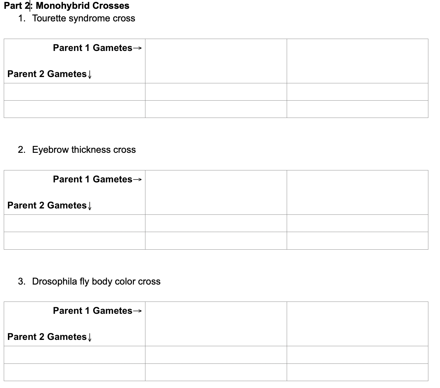 Solved Part 2 Monohybrid Crossestourette Syndrome 9265