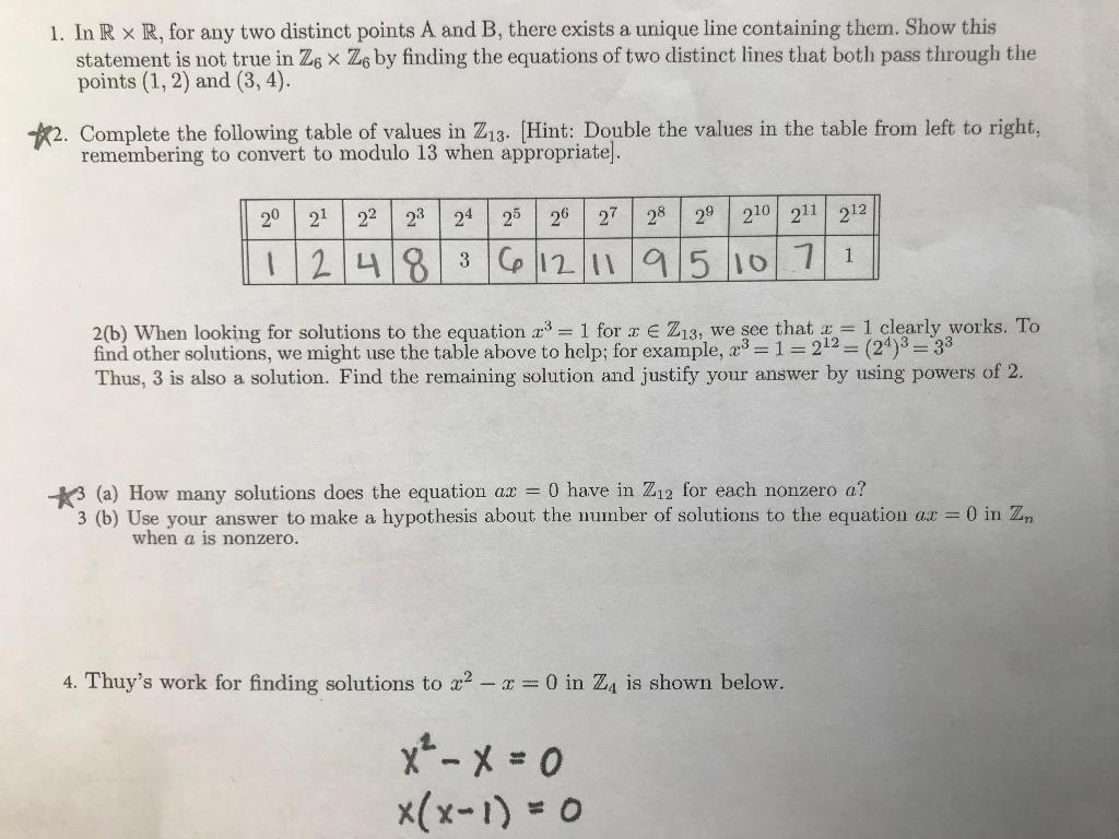 Solved 1. In R XR, for any two distinct points A and B, | Chegg.com