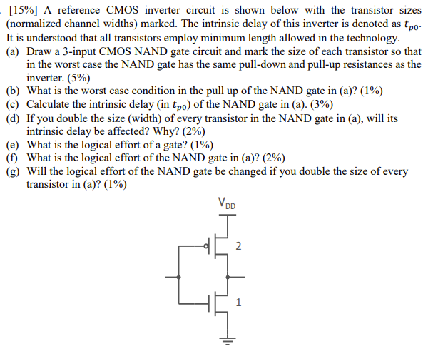 [15% A reference CMOS inverter circuit is shown below | Chegg.com