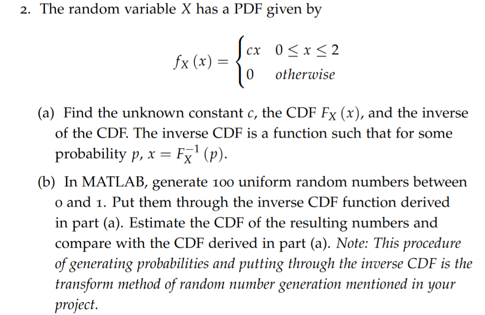 Solved 2. The random variable X has a PDF given by | Chegg.com