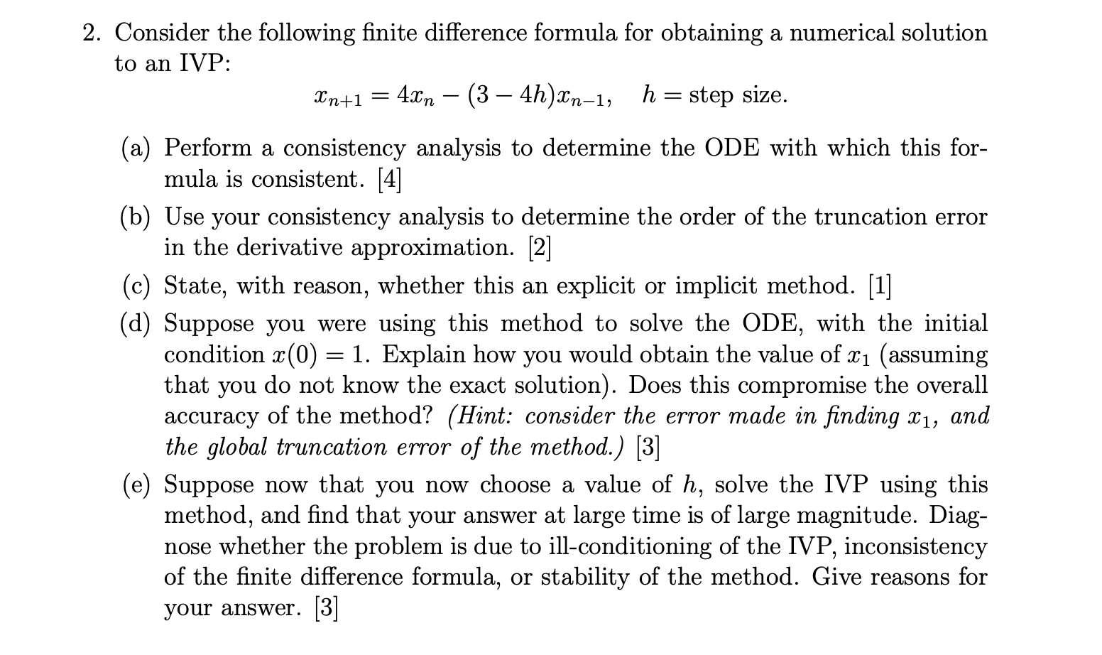 2. Consider the following finite difference formula | Chegg.com