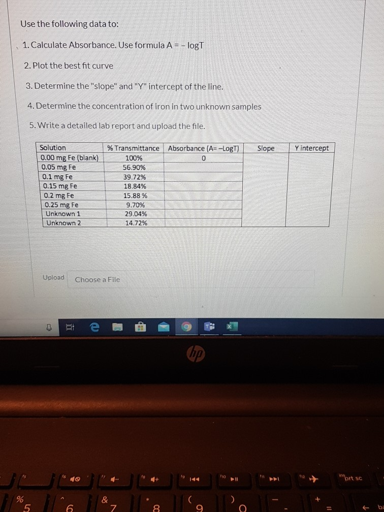 Solved Use the following data to: 1. Calculate Absorbance. | Chegg.com