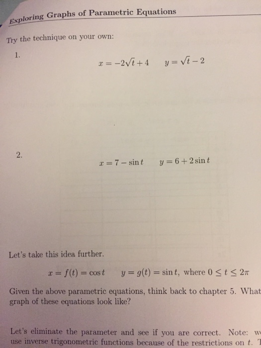 Solved Exploring Graphs of Parametric Equations Try the | Chegg.com