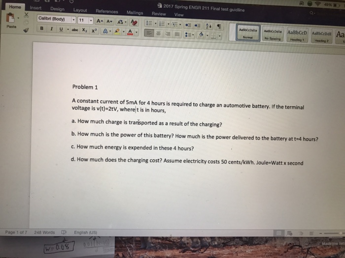 Solved A constant current of 5mA for 4 hours is required to | Chegg.com
