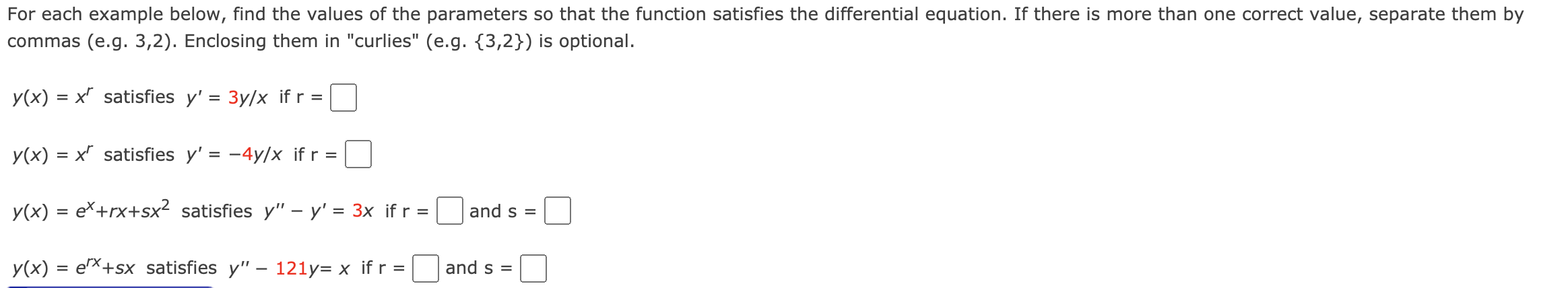 Solved For each example below, find the values of the | Chegg.com