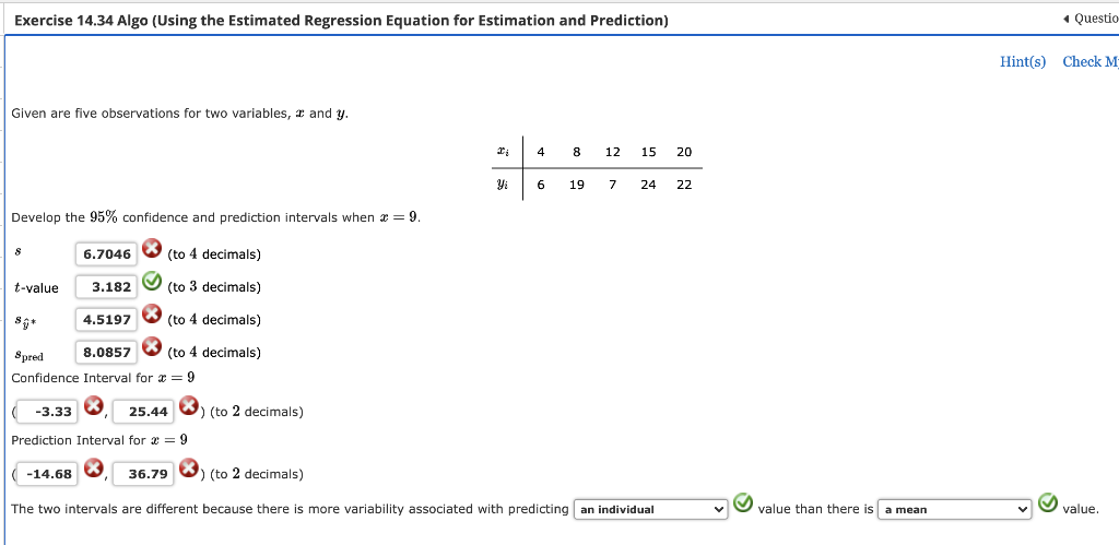 Solved Exercise 14.34 Algo (Using the Estimated Regression | Chegg.com