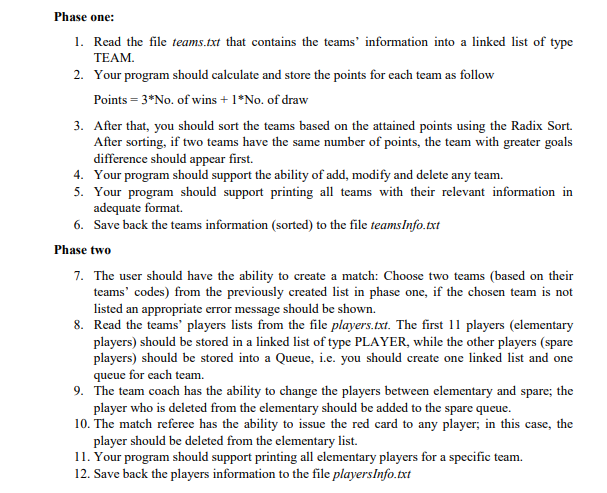 Solved FIFA asked you developing a computerized system to | Chegg.com