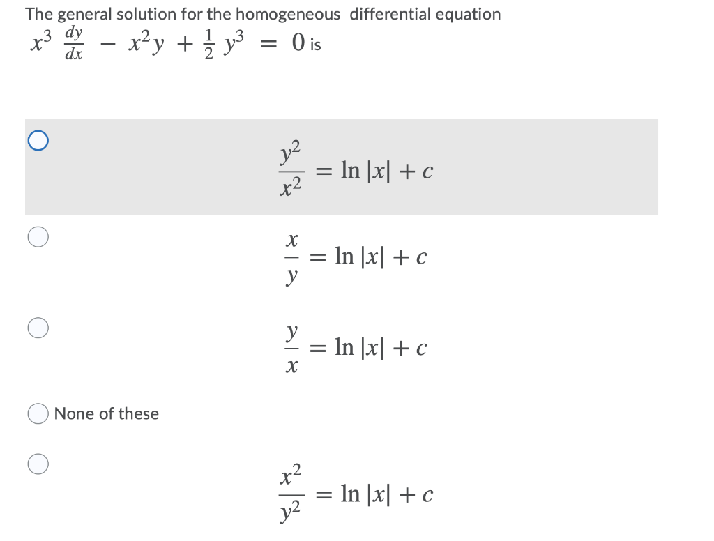 Solved The general solution for the homogeneous differential | Chegg.com