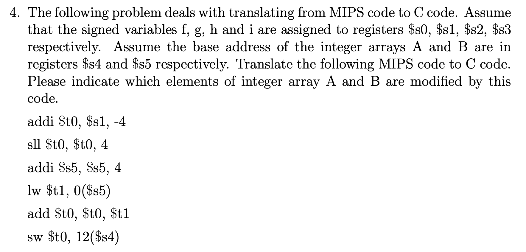 Solved 4. The following problem deals with translating from | Chegg.com