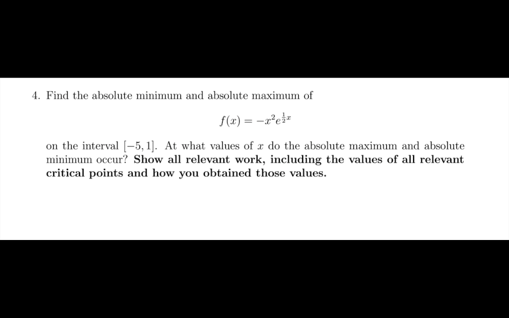 Solved 4. Find the absolute minimum and absolute maximum of | Chegg.com