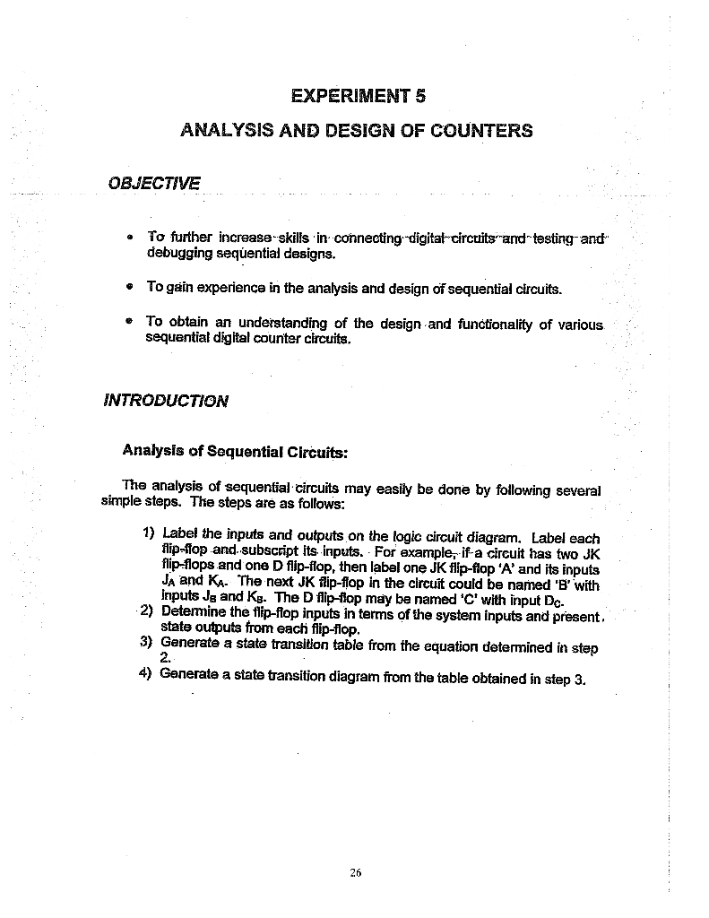 Solved EXPERIMENT 5 ANALYSIS AND DESIGN OF COUNTERS | Chegg.com