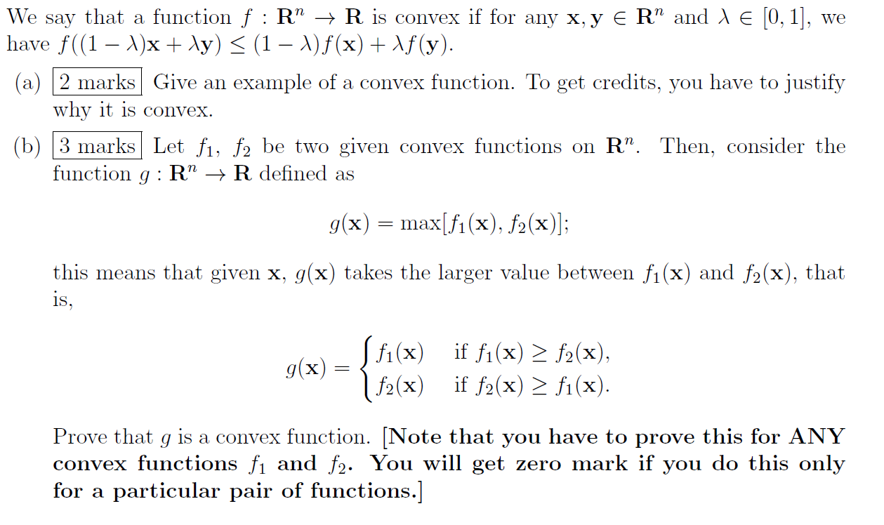 Solved We say that a function f :R" + R is convex if for any | Chegg.com