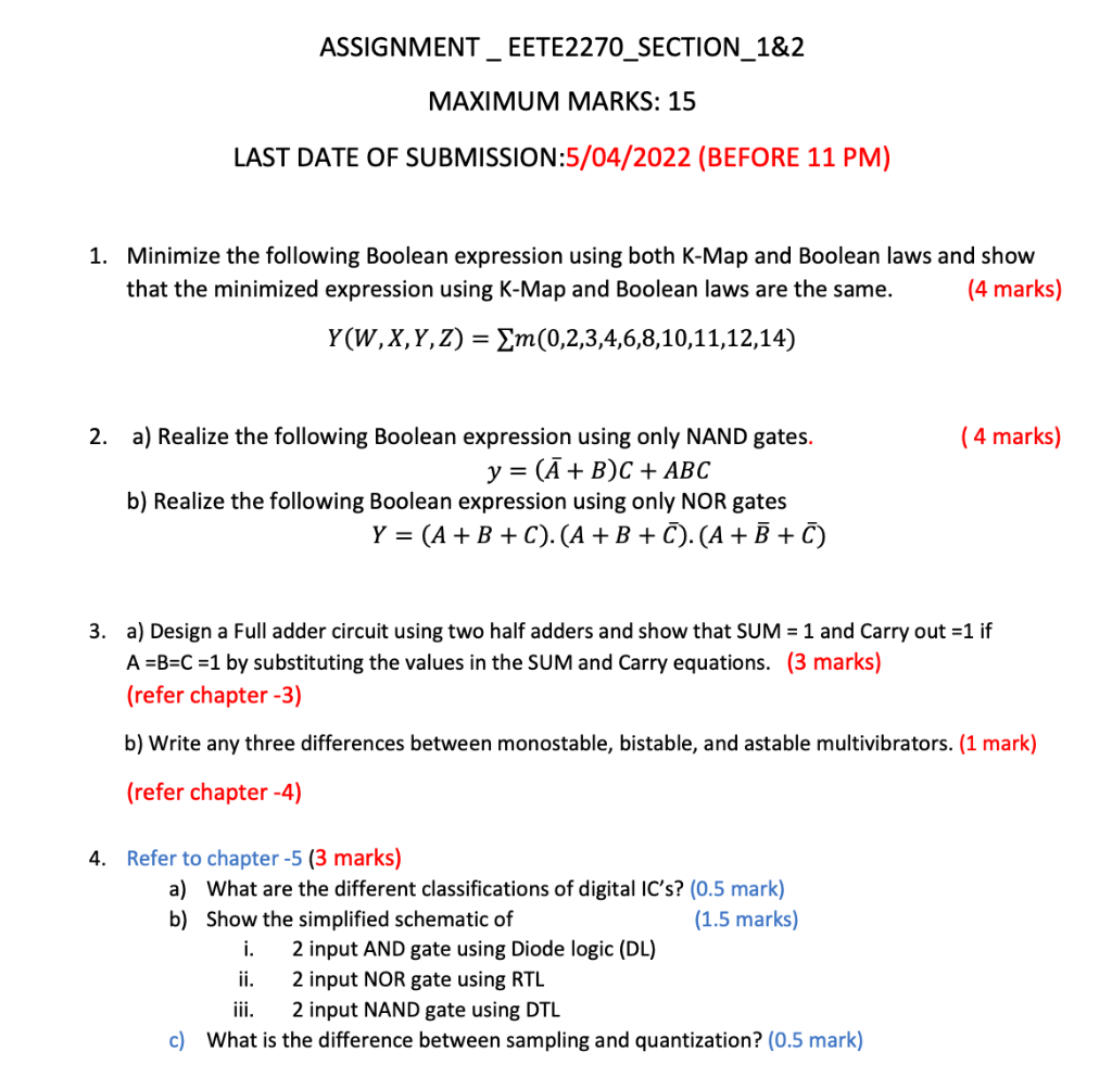 Solved ASSIGNMENT _ EETE2270_SECTION_1&2 MAXIMUM MARKS: 15 | Chegg.com