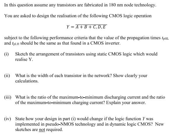 Solved 180 nm Technology Node Characteristics VDD = 1.8 V , | Chegg.com