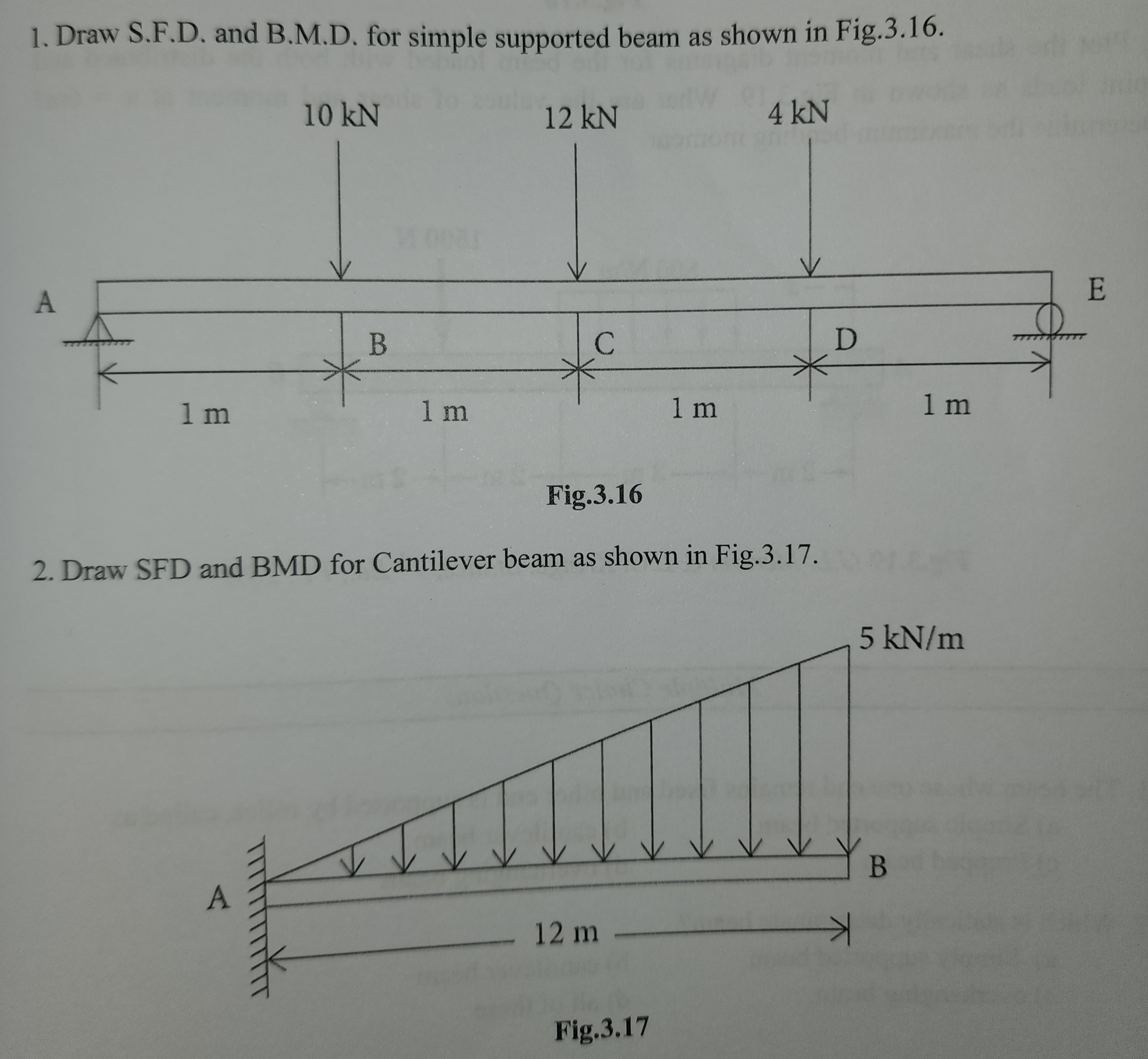 Solved 1. Draw S.F.D. and B.M.D. for simple supported beam | Chegg.com