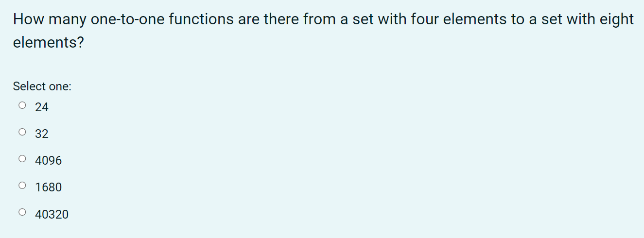 Solved How many one-to-one functions are there from a set | Chegg.com