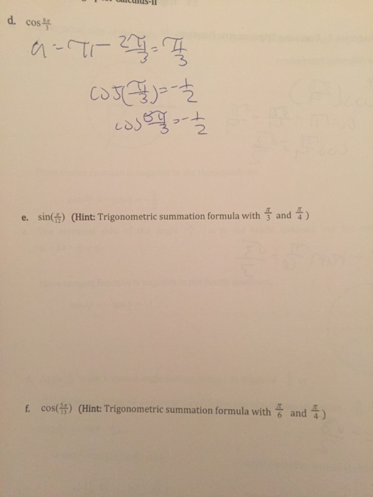 Solved Cos 8 pi/3 sin(pi/12) cos(5 pi/13) | Chegg.com