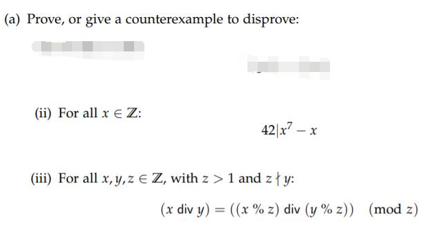 Solved (a) Prove, or give a counterexample to disprove: (ii) | Chegg.com