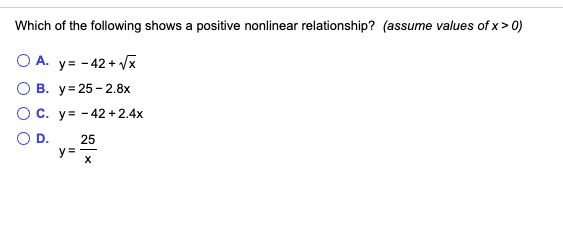 Solved Which of the following shows a positive nonlinear | Chegg.com