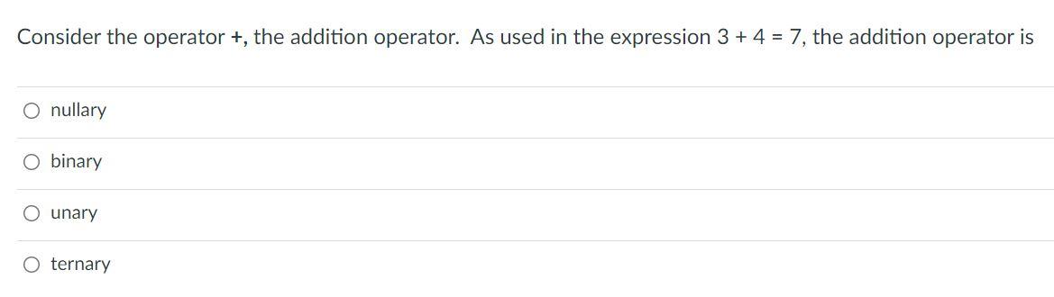 Solved Consider the operator +, the addition operator. As | Chegg.com