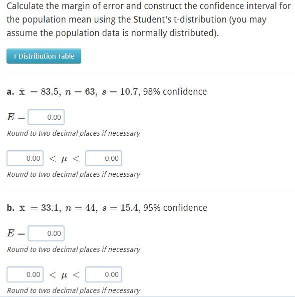 Solved Calculate the margin of error and construct the | Chegg.com