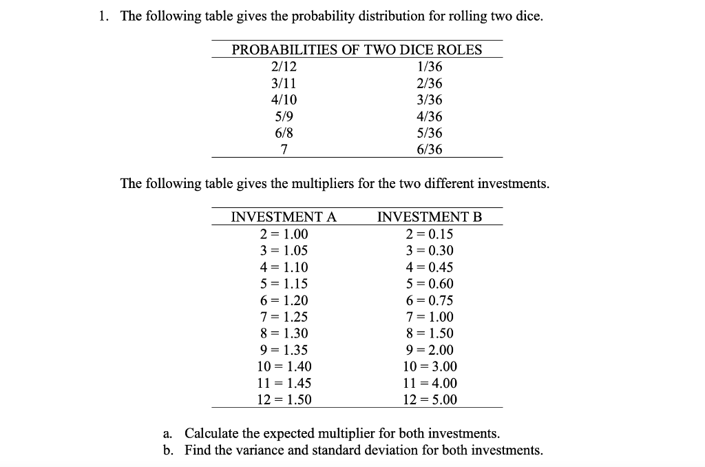 Solved 1. The following table gives the probability | Chegg.com