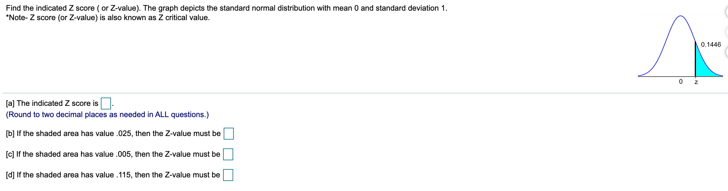 Solved Find the indicated Z score ( or Z-value). The graph | Chegg.com