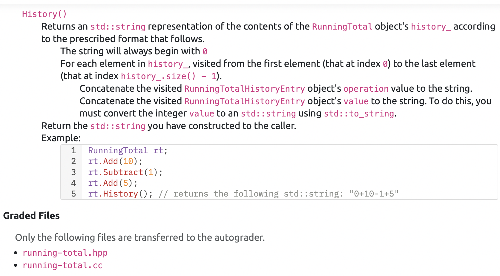 Solved Define the class Runningtotal according to the | Chegg.com