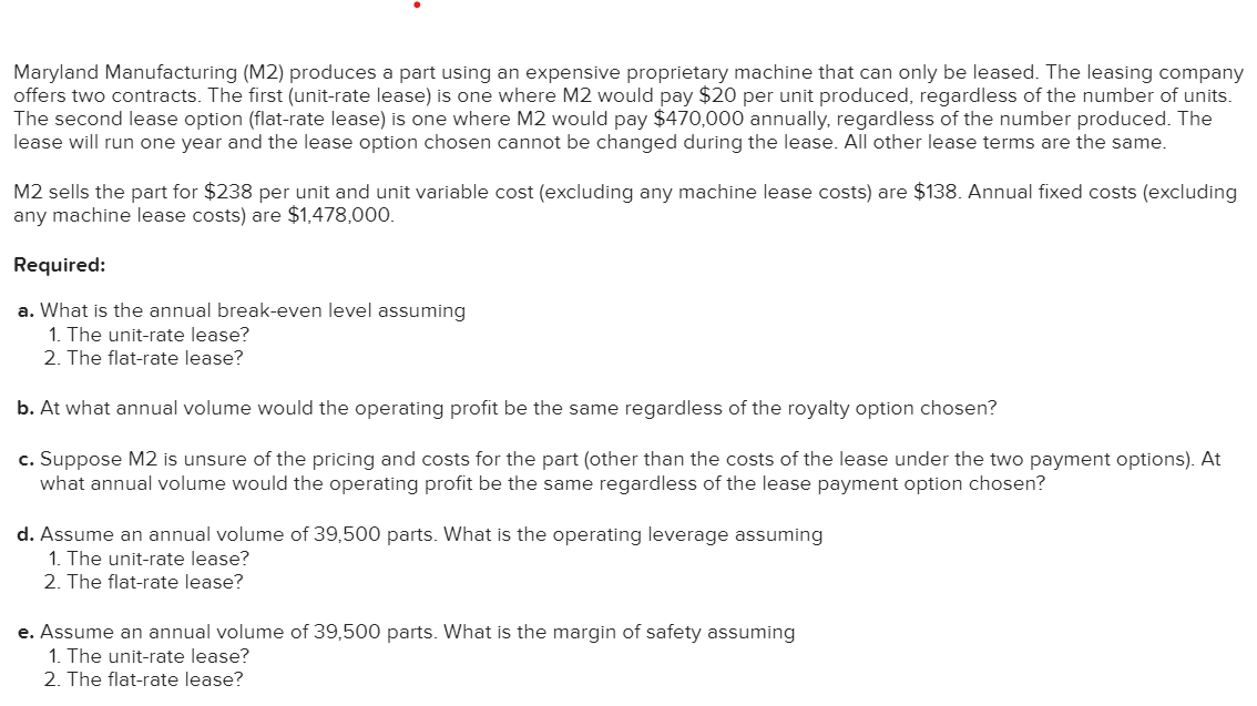 Solved Maryland Manufacturing (M2) produces a part using an | Chegg.com