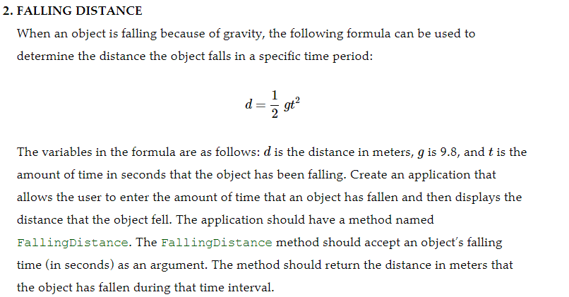 Solved FALLING DISTANCE When an object is falling because of | Chegg.com