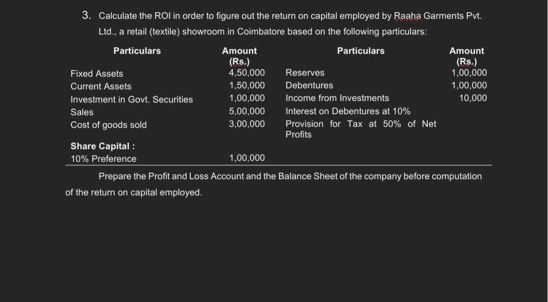 3. Calculate the ROI in order to figure out the | Chegg.com