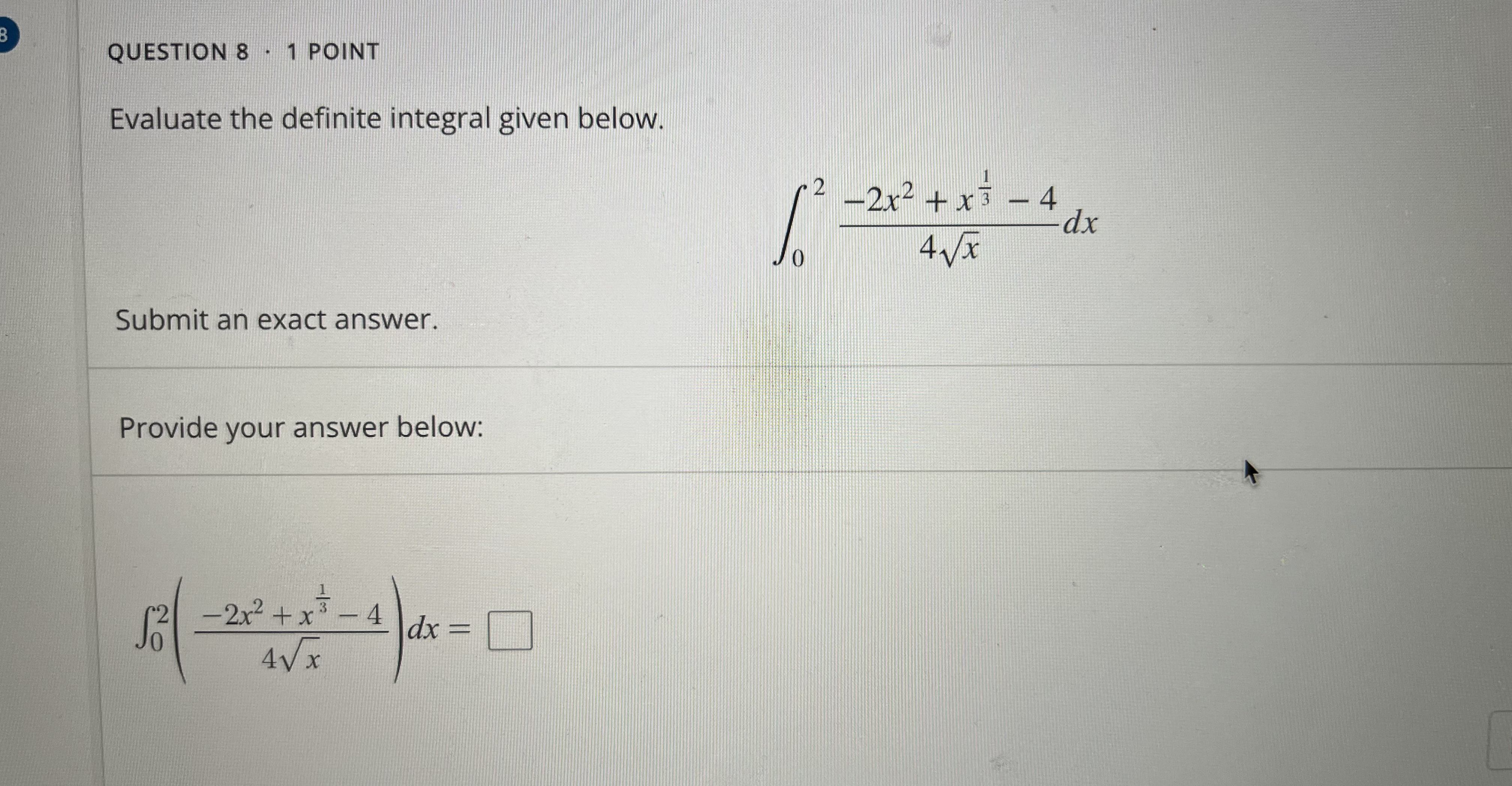 Solved Evaluate the definite integral given below. | Chegg.com